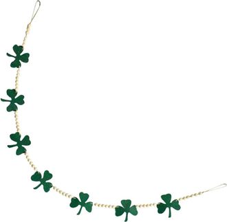 Luxshiny St Patricks Day Girlande aus Filz und Holzperlen Faderesistente Gr&uuml;ne Kleeblatt Deko Vielseitig f&uuml;r Wand T&uuml;r Kamin Irische Party Gartendekoration