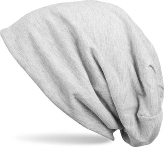 styleBREAKER Unisex Stoff Beanie M&uuml;tze einfarbig, leicht und weich, Longbeanie Slouch Beanie 04024018, Farbe:Hellgrau meliert