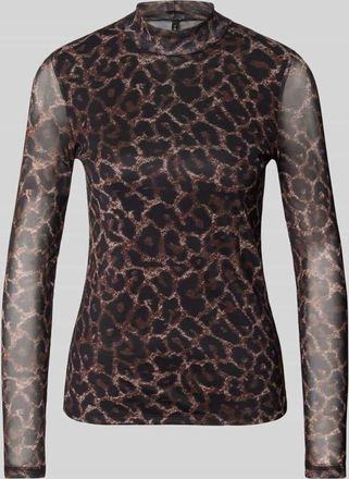 Only Slim Fit Langarmshirt mit Allover-Muster Modell ERICA