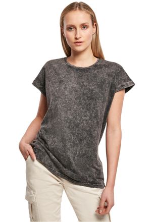 Build Your Brand Ladies Acid Washed Extended Shoulder Tee - Farbe: Darkgrey White - Größe: M