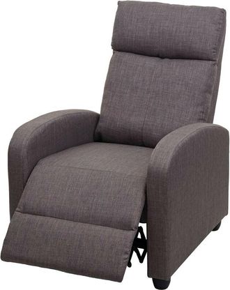 Hhg Neuwertig] Fernsehsessel HHG 461, Relaxsessel Sessel Liegesessel, Liegefunktion verstellbar Stoff/Textil grau-braun