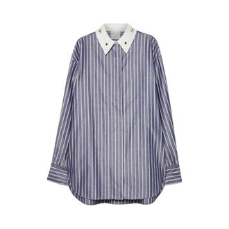 Forte_Forte Chemise brod&eacute;e strass - Femme - Blouses et Chemises - Bleu - Taille: 38 FR