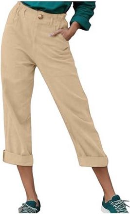 Generic Pantalon Femme Taille &Eacute;lastique D&eacute;contract&eacute; Pantalons Haute avec Poches &agrave; Jambe Droite Couleur Unie Vintage Palazzo Casual Pants Jogging Baggy Dos &eacute;la