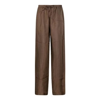 R&oacute;he Femme, Pantalons, Brun, Taille: 38 FR Pantalon &agrave; cordon de serrage &agrave; mini carreaux