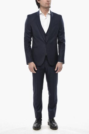 Corneliani CC COLLECTION Dreiteiliger Anzug aus reiner Schurwolle Corneliani