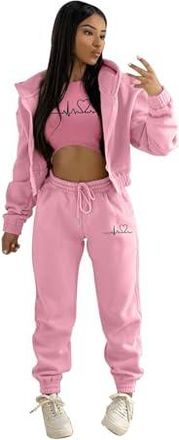 Generic Ensemble de salon pour femme de couleur unie d&eacute;contract&eacute; &agrave; deux pantalons avec petits pieds, col rond et manches longues, ensemble de v&ecirc;tements de d&eacute;t