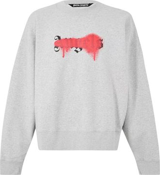 Palm Angels Sweatshirt f&uuml;r Herren, Regul&auml;r (Grau/Rot)