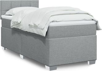 vidaXL Vidaxl - Sommier à lattes de lit avec matelas Gris clair 90x200 cm Tissu