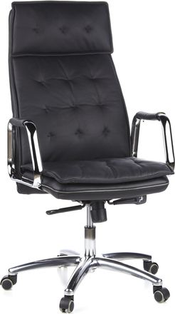 hjh OFFICE 600920 Chefsessel B&uuml;rostuhl Villa 20 Nappaleder Schwarz B&uuml;ro-Sessel mit hoher R&uuml;ckenlehne