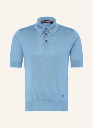Dolce & Gabbana Strick-Poloshirt Aus Seide blau