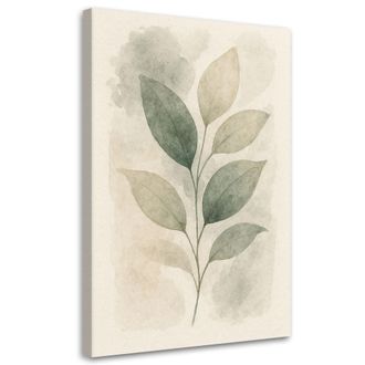 Feeby Bild auf Leinwand - Wandbilder Wohnzimmer Aesthetic - Bl&auml;tter Aquarell Japandi - 70x100 1tlg - Schlafzimmer Wandekoration - Bilder Zimmer - Deko Wandb