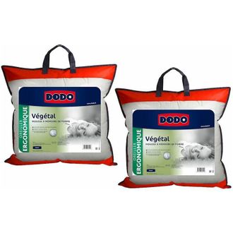 Dodo Dodo - Lot de 2 oreillers ergonomiques &agrave; m&eacute;moire de forme - 60x60 cm - vegetal