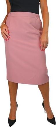 Paulo Due Jupe Crayon Doubl&eacute;e pour Femme avec Taille Partiellement &Eacute;lastiqu&eacute;e sous Le Genou, Jupe De Bureau Rose 38-52 (42)