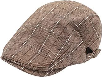 ZLYC Casquette plate légère en coton pour homme Motif lierre irlandais Cabbie Conduite Chapeau dété Newsboy Chapeaux, Plaid café., Taille unique