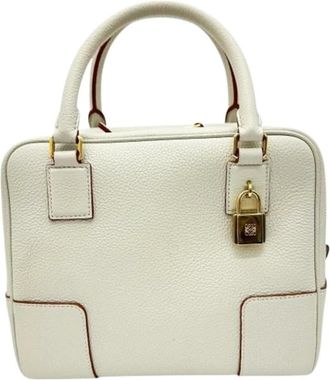 Loewe Pre-owned Amazona 19 Square Leather 2way Bag - Femme - Pre-owned - Blanc - Taille: ONE Size