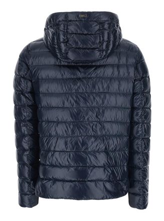 Herno Womens Hooded Puffer Jacket Blue Polyamide