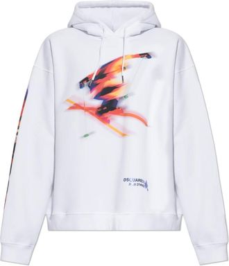 Dsquared2 Sweat &agrave; capuche en coton - Homme - Sweatshirts et sweats &agrave; capuche - Blanc - Taille: XL