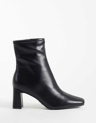 Steve Madden Hurst Mid-Ankle-Stiefel mit Blockabsatz aus schwarzem Leder