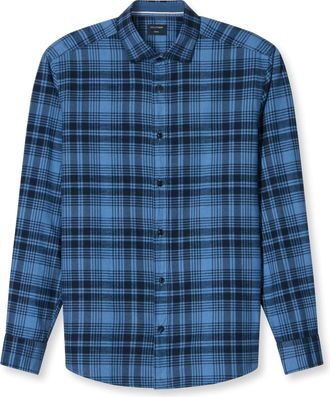 Olymp Herren Freizeithemd Langarm Casual,Karo,059 Casual 22,01 Kent-Kragen,blau 15,XXL
