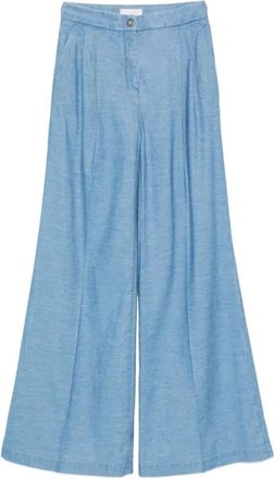 Via Masini 80 Femme, Pantalons, Bleu, Taille: 34 FR Pantalon large pliss&eacute;