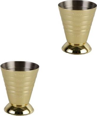 Garneck 2 Pi&egrave;ces 304 tasse &agrave; mesurer de barman verre mesureur cuisine verre mesureur cocktail tasses &agrave; mesurer en acier inoxydable tasse donce cuillere doseus