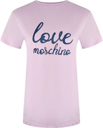 Moschino T-shirt Mit Geschwungenem Logo In Pink