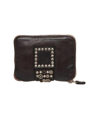 Campomaggi Portemonnaie - Compact Leather Wallet With Stud And Rhinestone Ac - Gr. unisize - in Schwarz - f&uuml;r Damen