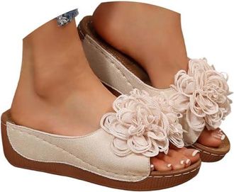 Generic Pantoufles d&eacute;t&eacute; pour femme avec noeud ouvert - Sandales plates antid&eacute;rapantes pour la douche, la plage, la piscine - Confortables et respirantes - Ave