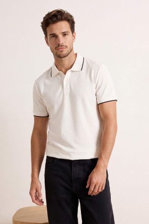 Trendyol MAN Herren Beige Strukturiert Kurz Regular Fit Poloshirts