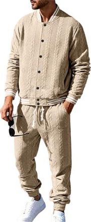 Generic Survêtement 2 pièces pour homme - Veste thermique et jogging - Pour lhiver - Chaud - En jacquard, kaki, XXL