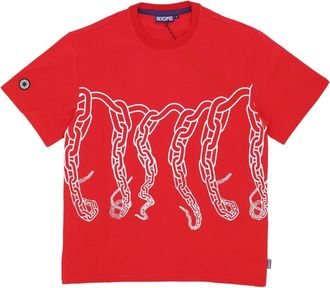 Octopus Rotes Chain Tee Kurzarm T-Shirt - - Tops - Herren - Rot - L
