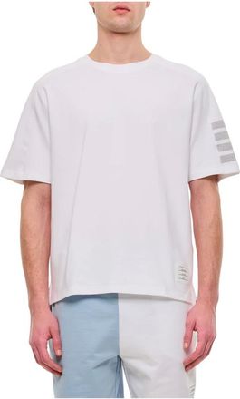 Thom Browne Homme, Tops, Blanc, Taille: XL T-shirt &agrave; manches courtes 4-Bar