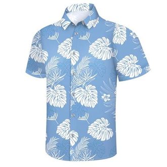Generic Chemise hawa&iuml;enne &agrave; manches courtes pour homme - Sans plis - Boutonn&eacute;e - &Eacute;vacuation de lhumidit&eacute; - S&eacute;chage rapide - Imprim&eacute; d&eacute;contract&eacute; - Haut color&eacute; 