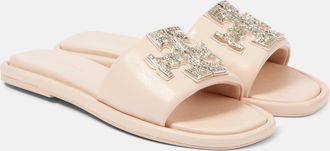 Tory Burch Verzierte Pantoletten Double T aus Leder