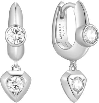 Ania Haie Ohrringe - 925er Sterlingsilber Shield Drop Huggies - Gr. unisize - in Silber - f&uuml;r Damen