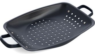 Merten & Storck Carbon Steel BBQ Grillplatte aus Carbonstahl, 28,7cm x 48,8cm, Perforation für Öl- und Fettablauf, Barbecue, Camping, Grillen, Outdoor Cooking, Schwar