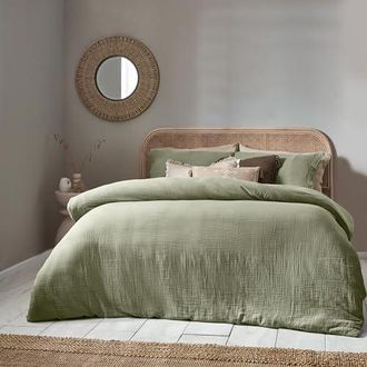 furn. Yard Lark Musselin Crinkle Baumwoll Bettbedeckung Set, Eucalpytus