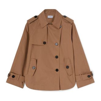 Motivi Kurz geschnittener Baumwollmischungs-Trenchcoat mit doppelreihiger Knopfleiste - - Coats - Damen - Braun - M