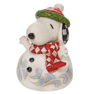 Enesco Snoopy Schneemann Mini - Handbemalt, Hochwertiges Steinharz, Unverwechselbarer Jim Shore Stil, Multicolored, 8,9 cm