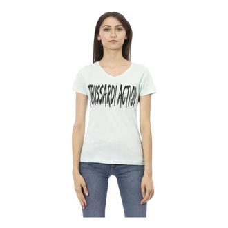 Trussardi Stylisches Baumwoll-T-Shirt mit Frontdruck - - Tops - Damen - Blau - 2XL