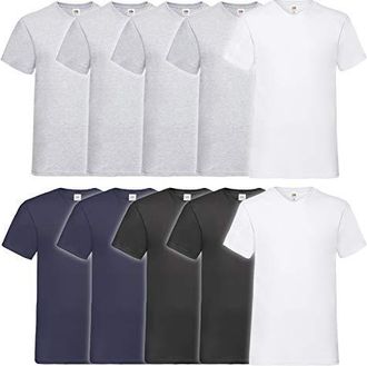 Fruit Of The Loom Lot de 10 t-shirts col V pour homme, 4 gris 2 blanc 2 noir 2 bleu marine, XXL