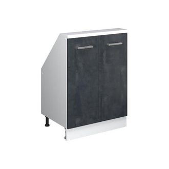 Vicco Meuble de Rangement sous Pente Rion, Noir b&eacute;ton/Blanc, avec 2 Portes