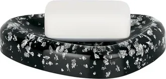 Spirella Seifenschale Steinoptik dekorative Badausstattung Seifenablage Etna Maße: 15 x 11 x 3 cm - Schwarz Glitzer