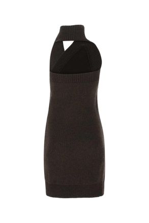 Bottega Veneta Womens Dark Brown Wool Mini Dress 2113 Exterior: Abiti