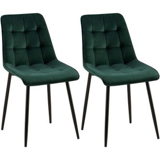 Clp Lot de 2 chaises de salle &agrave; manger Gifford en velours Vert Velours