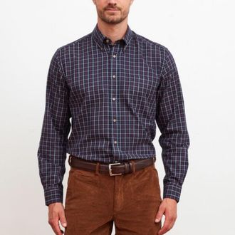 Bexley Lindsay - Chemise homme bleu marine beige et rouge