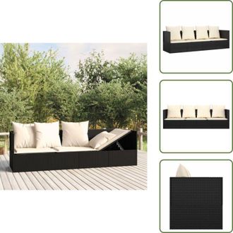 vidaXL Lit de salon dext&eacute;rieur avec coussins Noir R&eacute;sine tress&eacute;e - Chaise Longue - Lit De Salon Ext&eacute;rieur - Meubles De Jardin - Transats - Mobilier