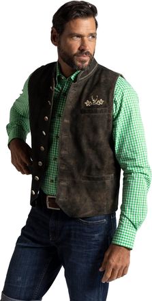 JP1880 Herren große Größen Übergrößen Menswear L-8XL JP1880 Weste, Ziegen Veloursleder, Tracht, Stehkragen, bis Gr. 70 mahagonibraun 68 796703115-68