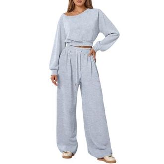 Generico Ensemble de sport dext&eacute;rieur pour femme avec poches, sweat &agrave; capuche &agrave; manches longues et pantalon de surv&ecirc;tement, gris, XXL