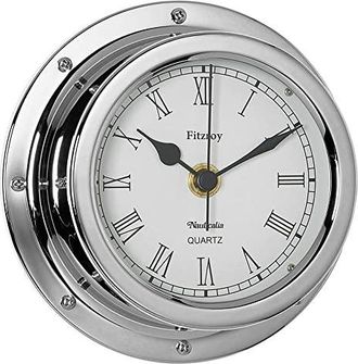 Nauticalia Quick-Fx, anlaufgeschützt, Chrom Fitzroy Uhr, 6cm